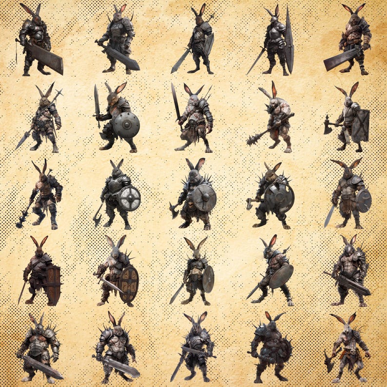 Rabbit Warriors – 38 Fantasy TTRPG Character Cliparts for Rpgs, DND ...