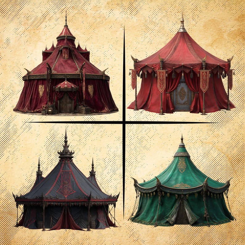 Medieval Aristocratic Tents – 24 Luxurious Noble Encampment Cliparts ...