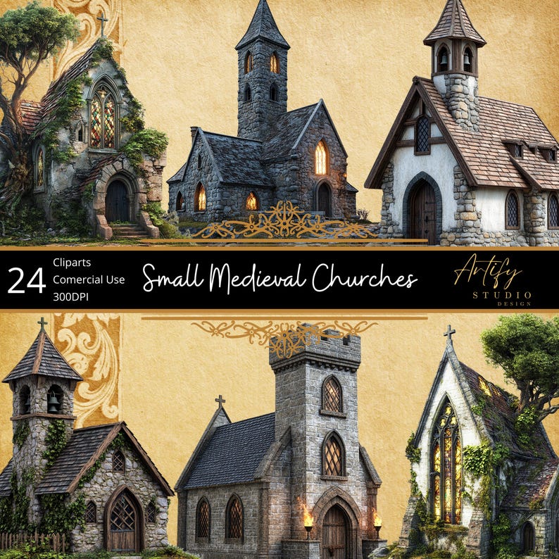 Small Medieval Churches – Historic Religious Buildings , Cliparts ...
