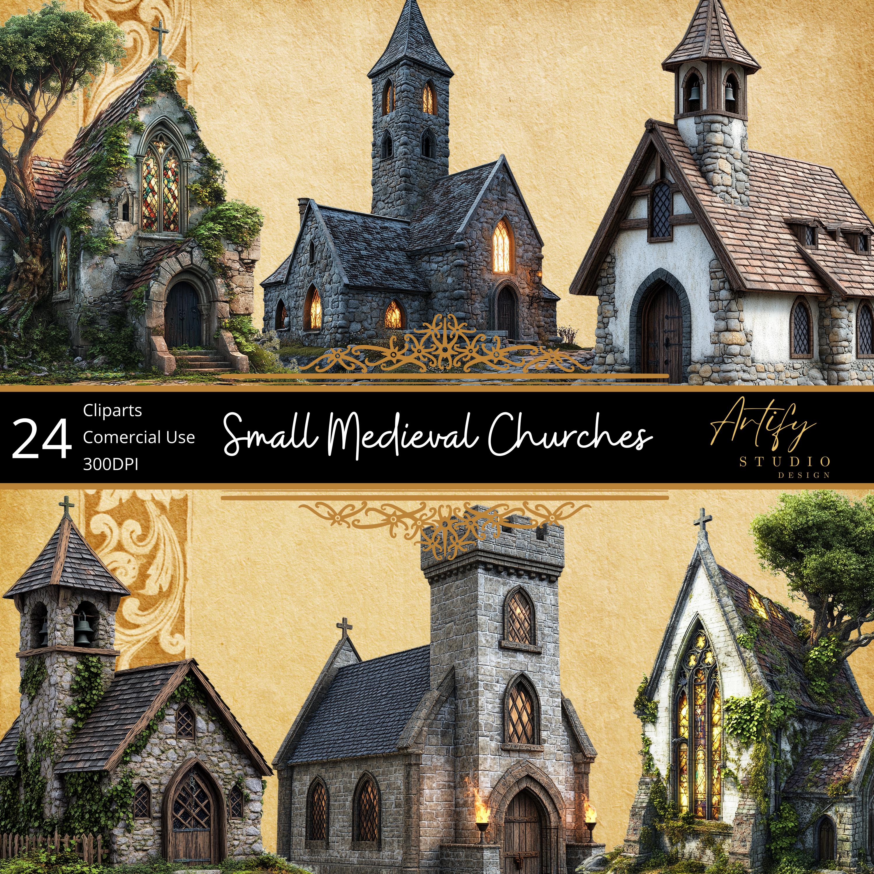 Small Medieval Churches – Historic Religious Buildings , Cliparts ...