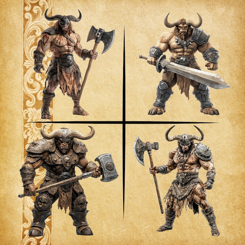 Bull Warriors Clipart – Fierce and Powerful Warriors With Bull Themes ...