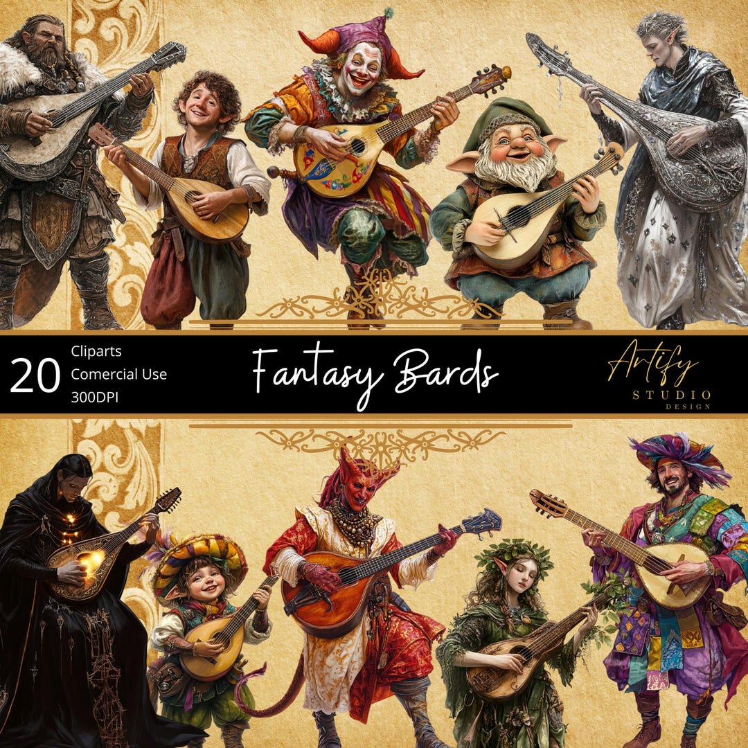 Fantasy Bards Clipart – Magical Musicians and Storytellers of the ...