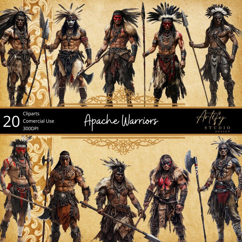 Apache Warriors – 20 Historical Cliparts , Transparent Background ...