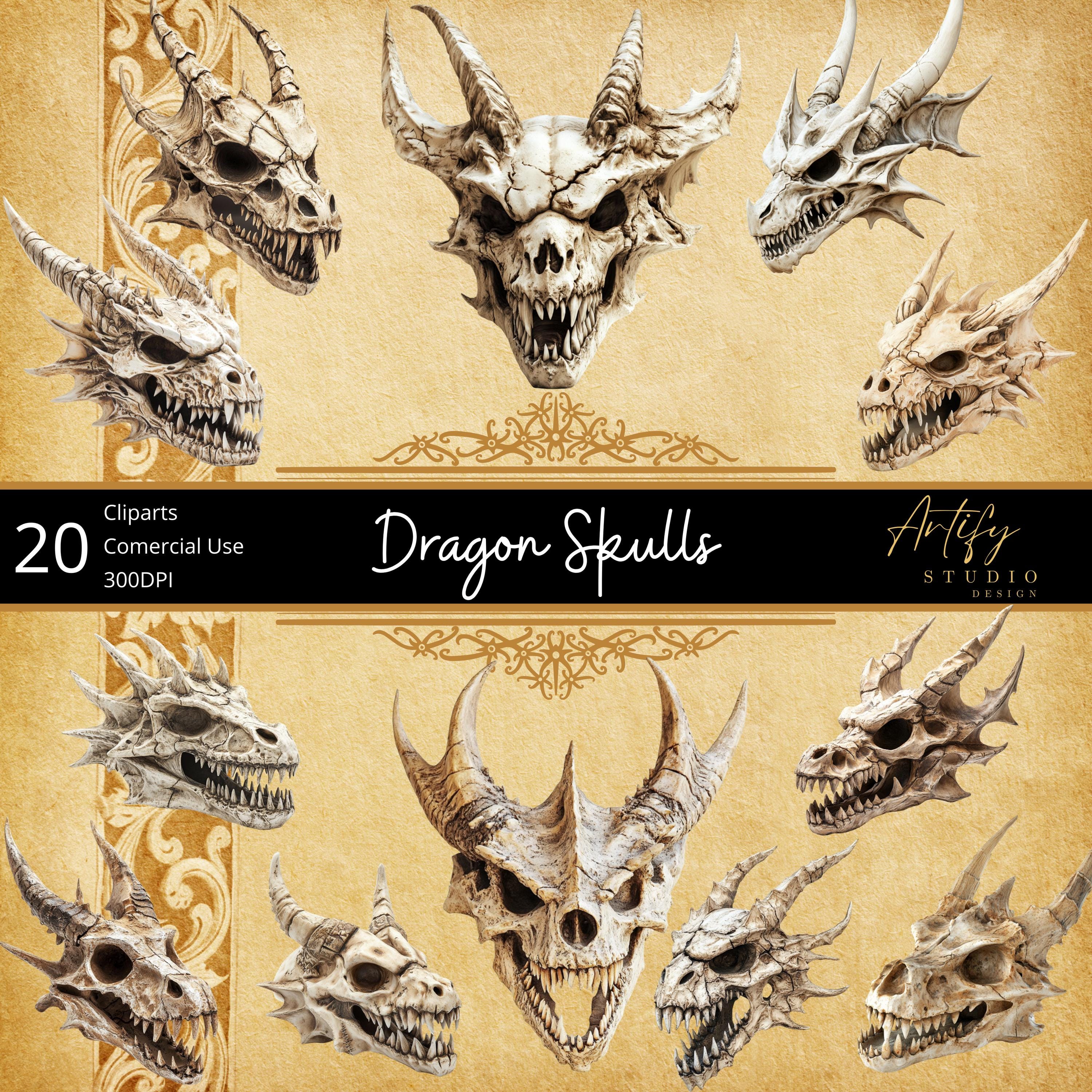 Dragon Skulls Clipart – 20 Majestic and Mythical Dragon Skulls ...
