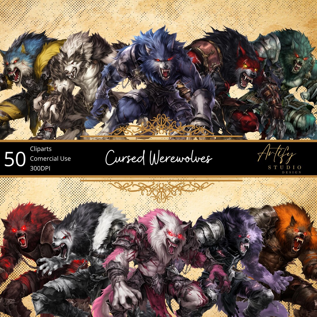 Cursed Werewolves – Ferocious Beasts of the Night, Fantasy Cliparts ...