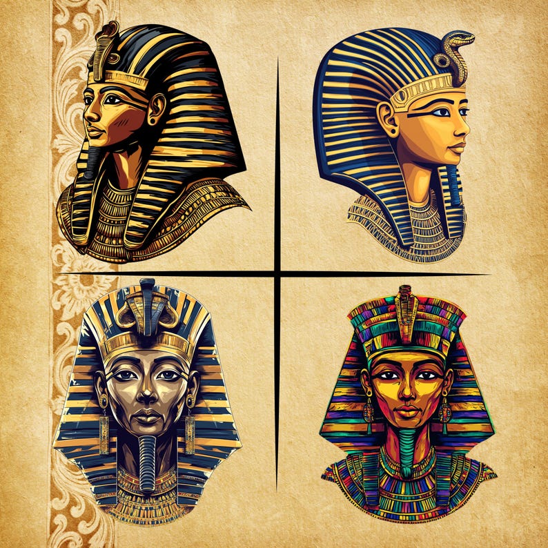 Pharaoh Heads Clipart – 20 Bold Graphic Style Designs , Transparent ...