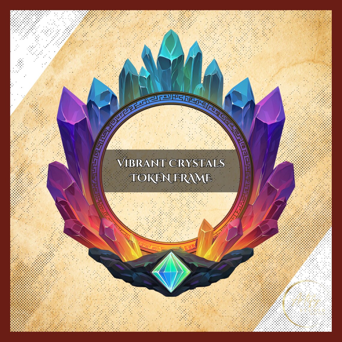 Vibrant Crystals – Digital Border for Dnd or Anything Game. Compatible ...