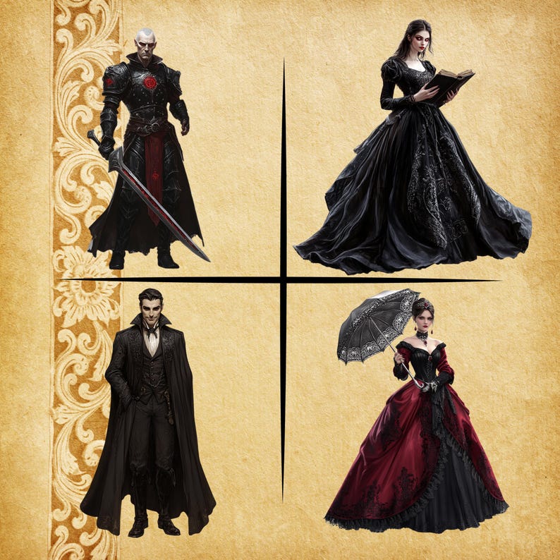 Noble Vampires Clipart – 20 Elegant and Mysterious Vampires for Your ...