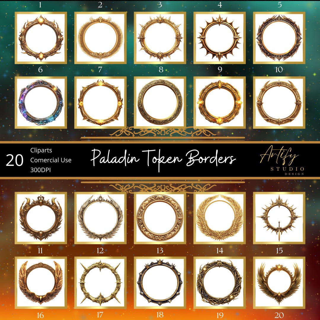 Paladin Token Borders – 20 Fantasy Cliparts for Tabletop RPG and DND ...