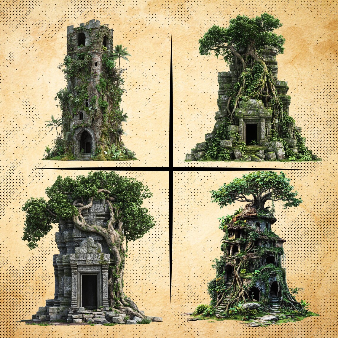 Overgrown Temples – Ancient Ruins Reclaimed by Nature , Transparent ...