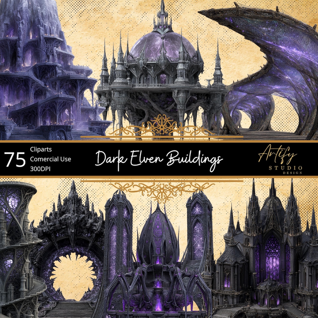 Dark Elven Buildings – 75 Mysterious Fantasy Architecture Cliparts ...