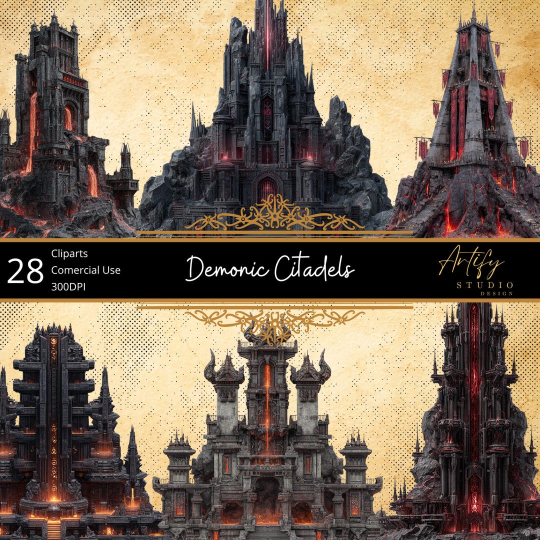 Demonic Citadels – 28 Dark Fantasy Fortress Cliparts for TTRPG and RPG ...
