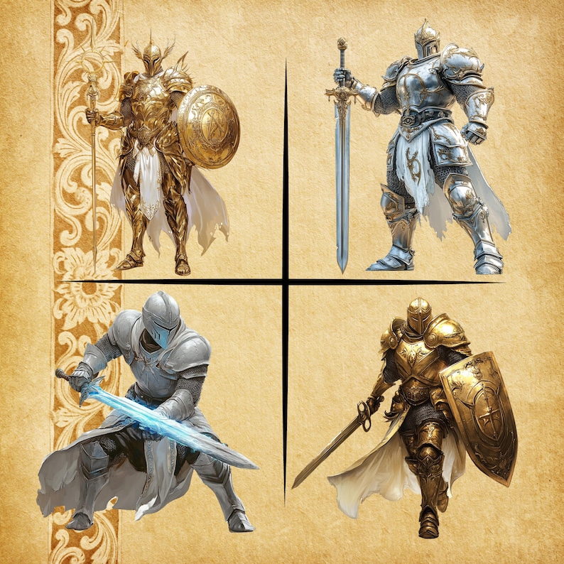 Holy Paladins Fantasy Cliparts, Paladin Warriors,commercial Use, RPG ...