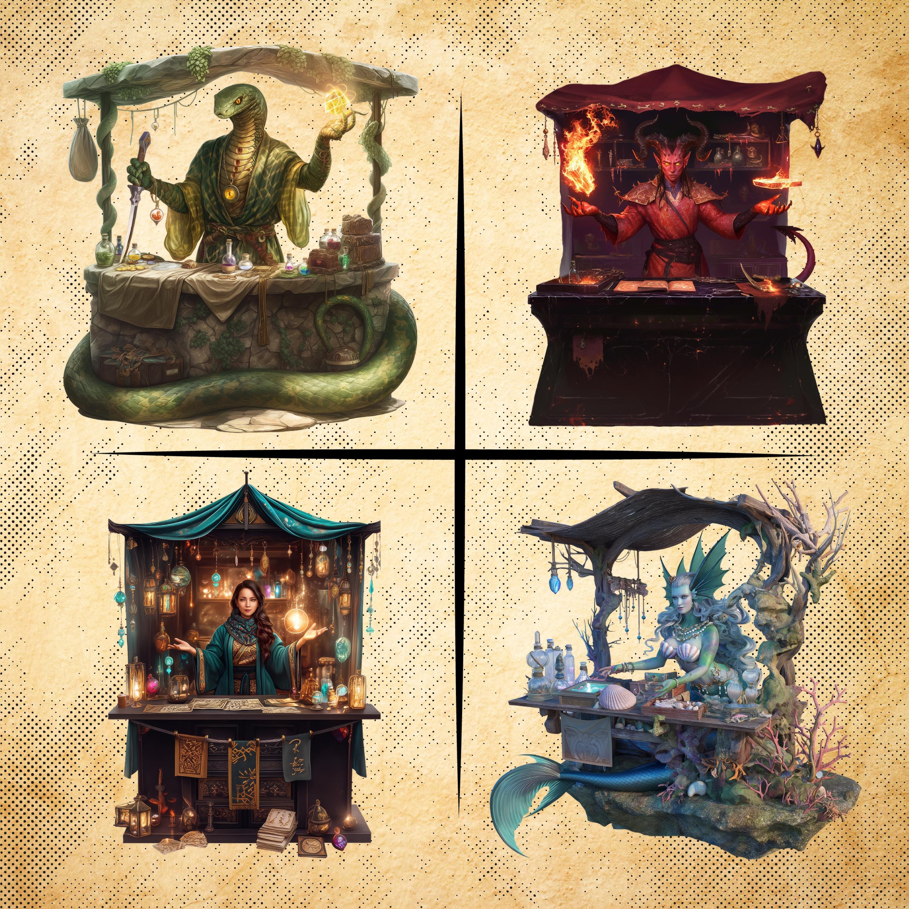 Relic Stallkeepers – 14 Fantasy Merchant Cliparts for RPG & TTRPG ...