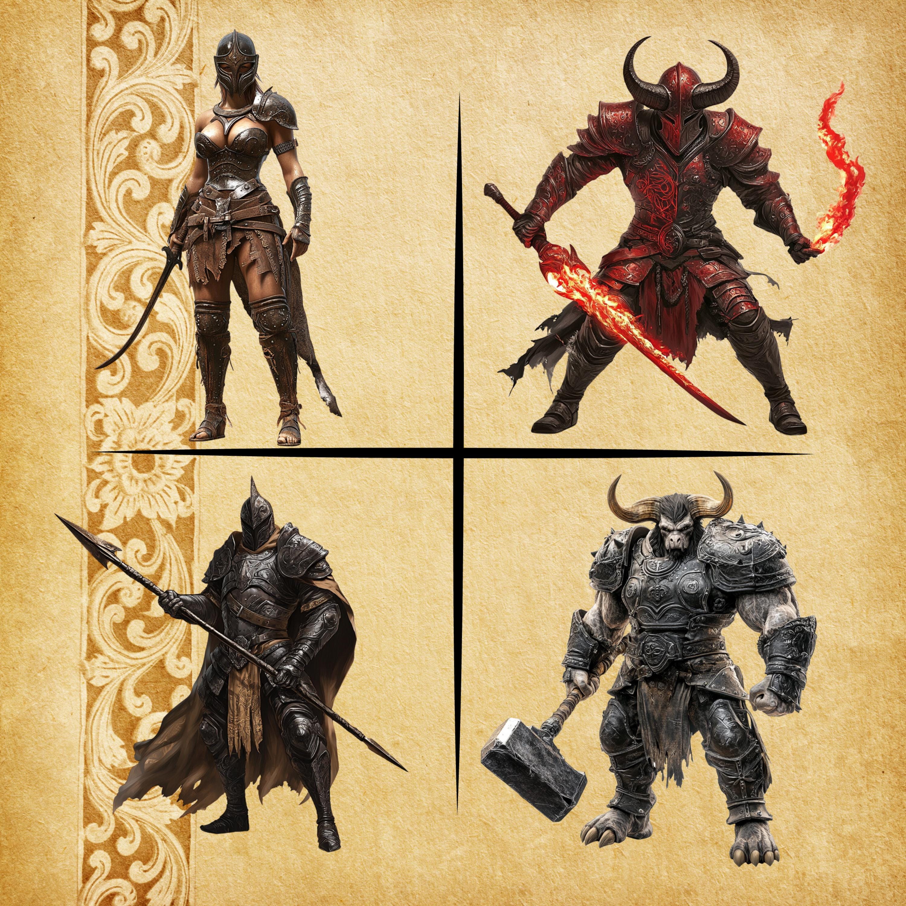 Brutal Gladiators Fantasy Cliparts, Commercial Use, RPG , PNG ...