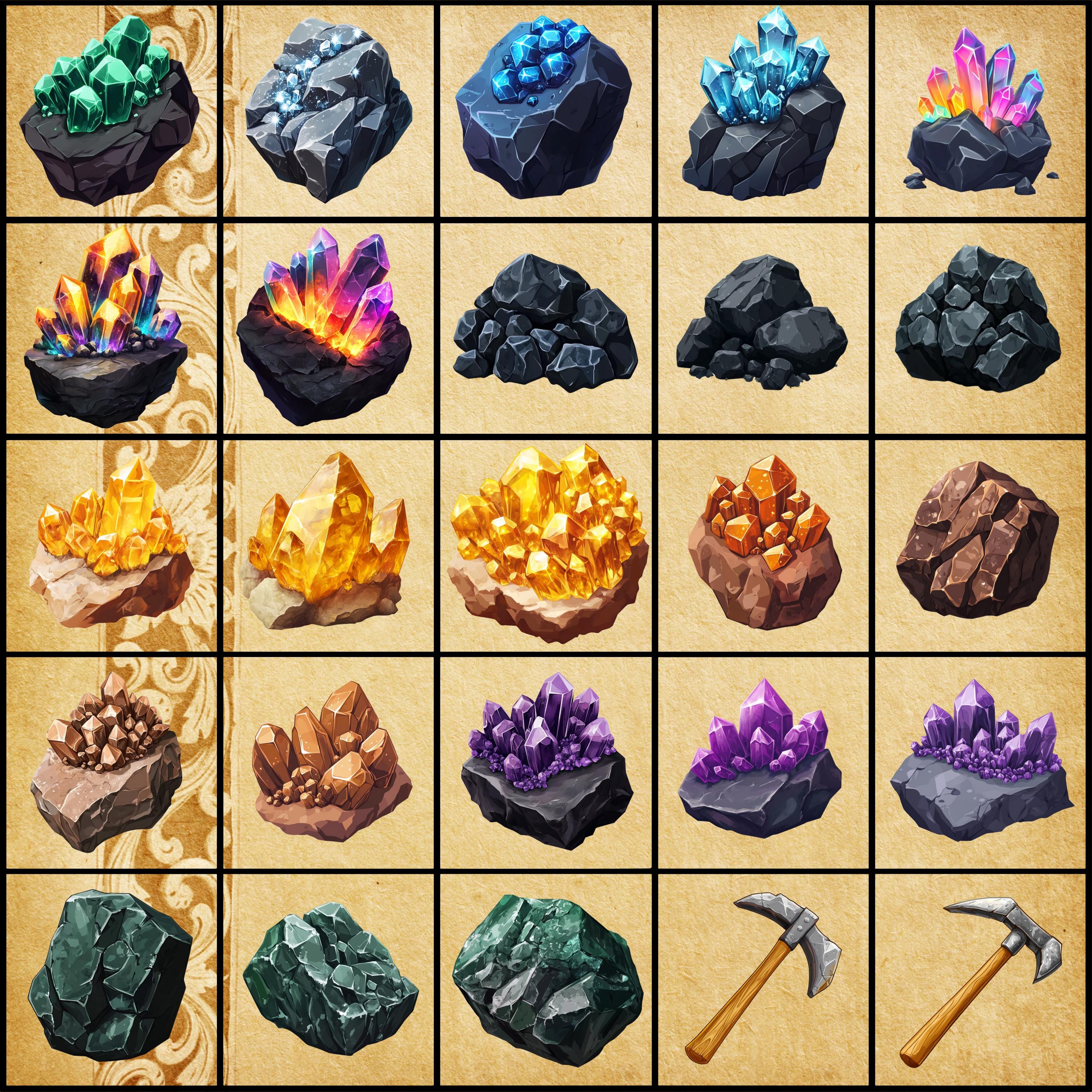 RPG Mining Profession – 2D Game Icons Pack – 96 Pngs for Tabletop Games ...