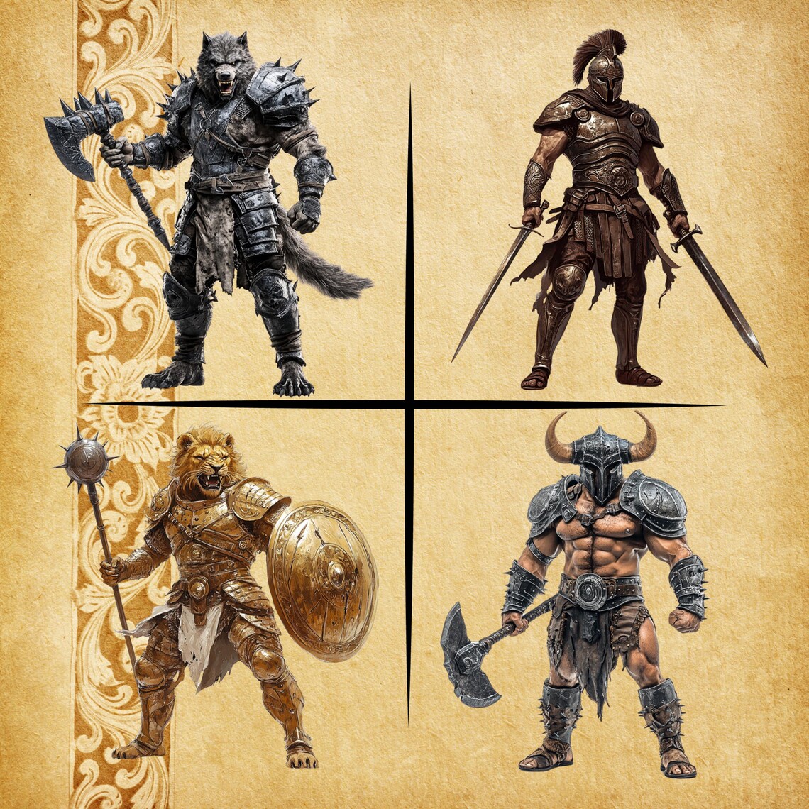 Brutal Gladiators Fantasy Cliparts, Commercial Use, RPG , PNG ...