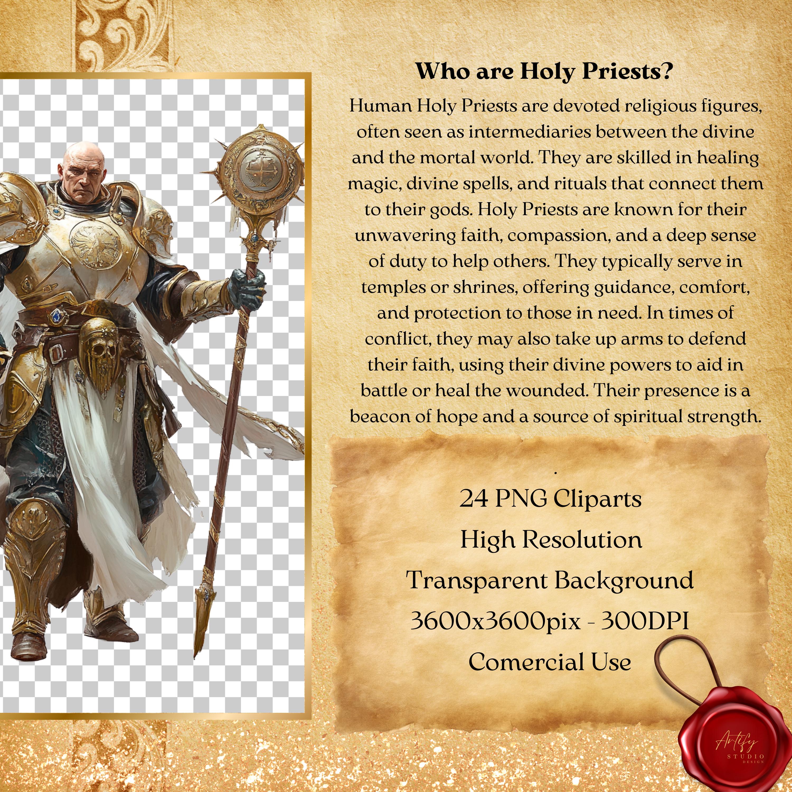 Human Holy Priests – 24 Fantasy Cliparts , Transparent Background Pngs ...