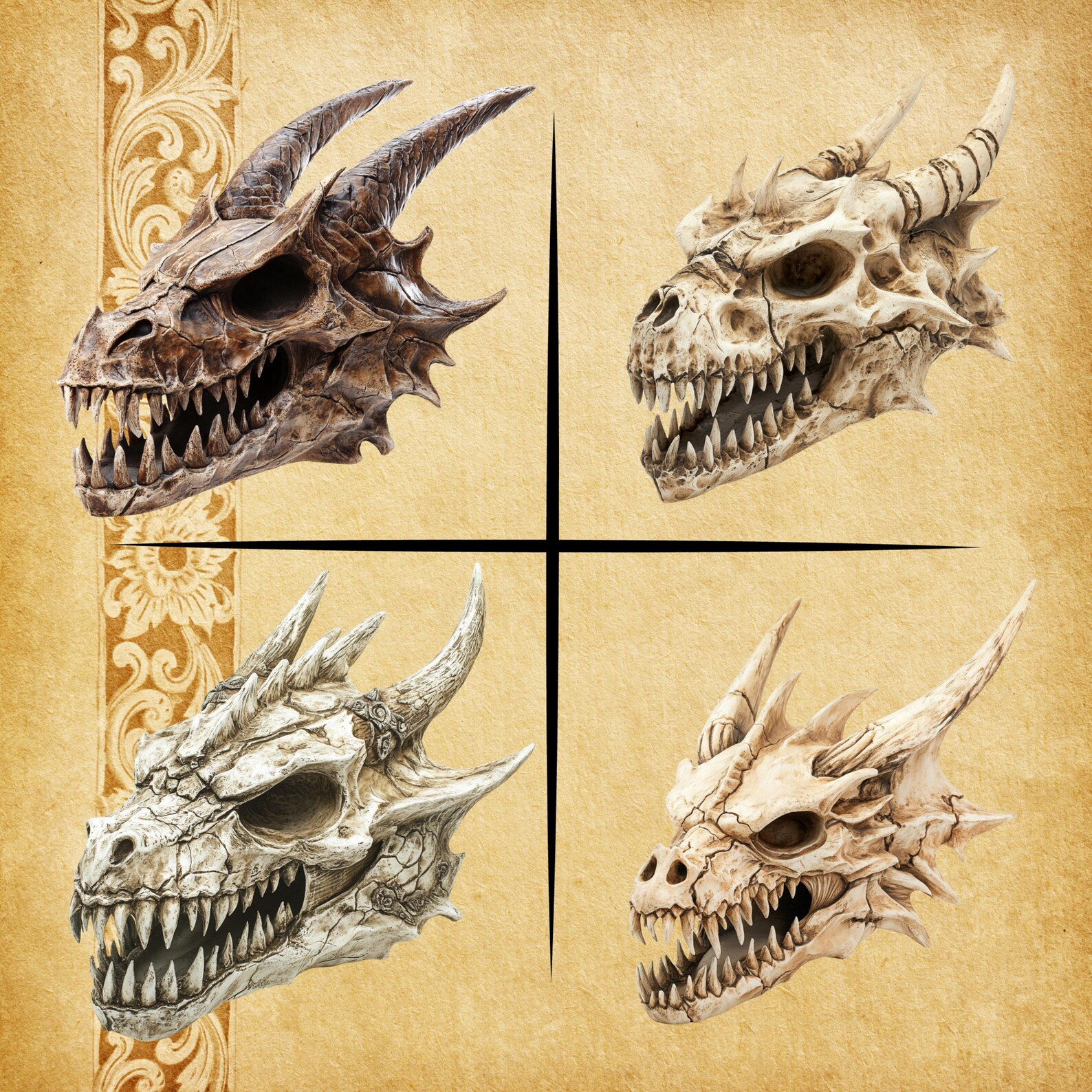 Dragon Skulls Clipart – 20 Majestic and Mythical Dragon Skulls ...