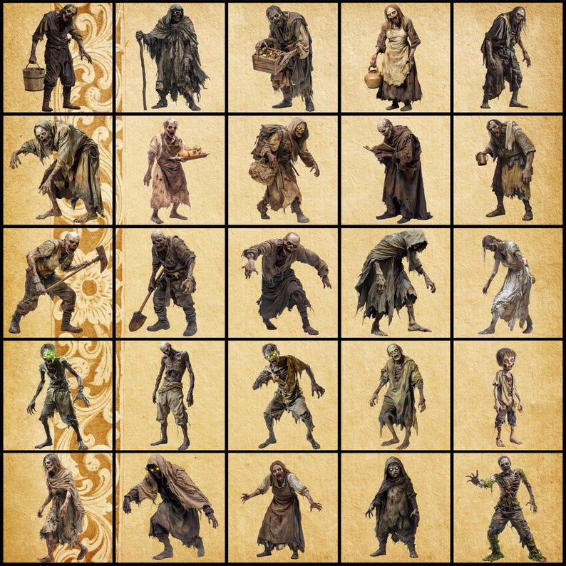 RPG Undead Villagers – 50 Fantasy Cliparts , 300 DPI , Transparent ...