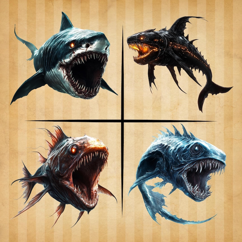 Deep Sea Monsters Clipart – 20 Stunning Ocean Creatures , Transparent ...
