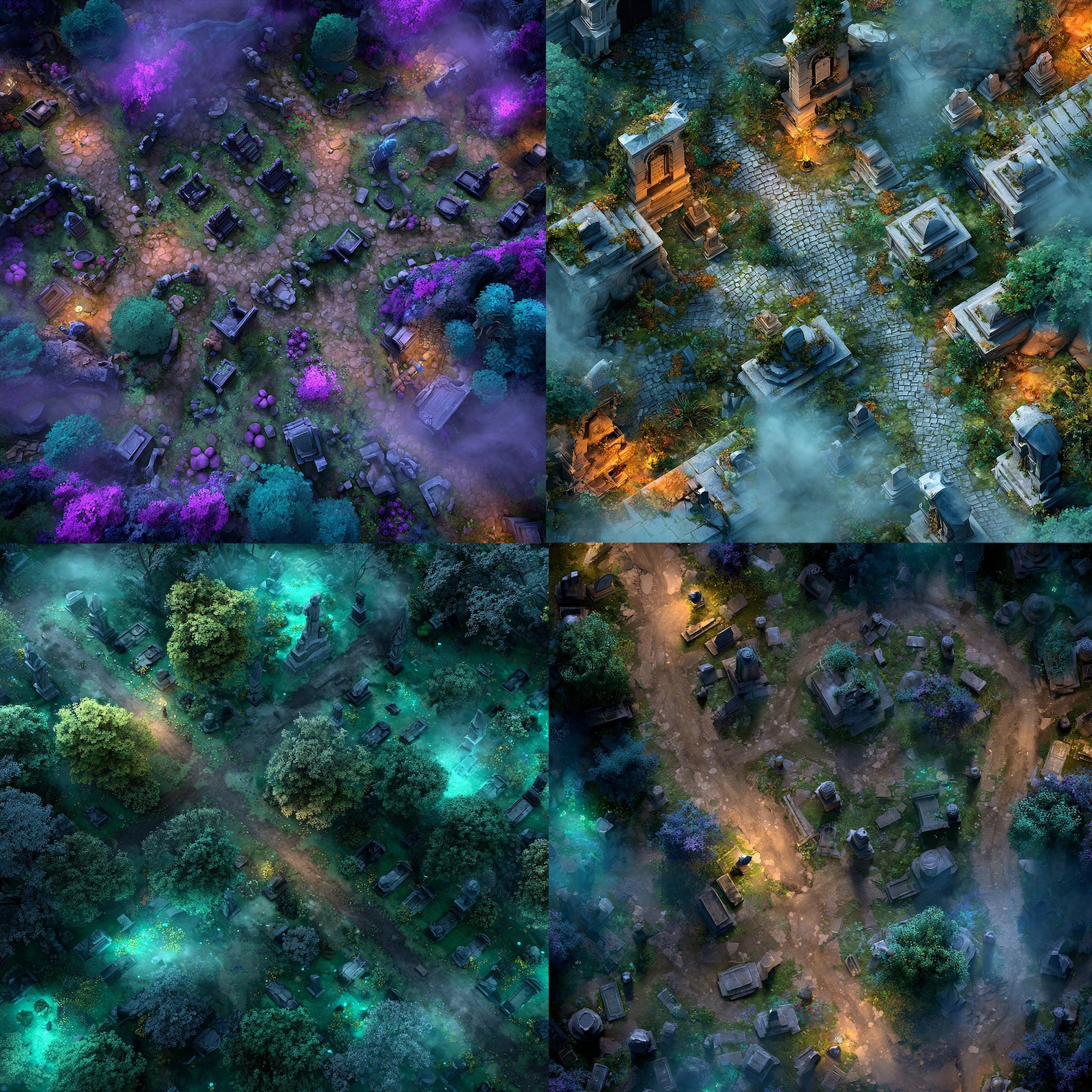 Graveyard Battle Maps, Digital RPG Battlemaps, Dnd Fantasy Map, Roll20 ...