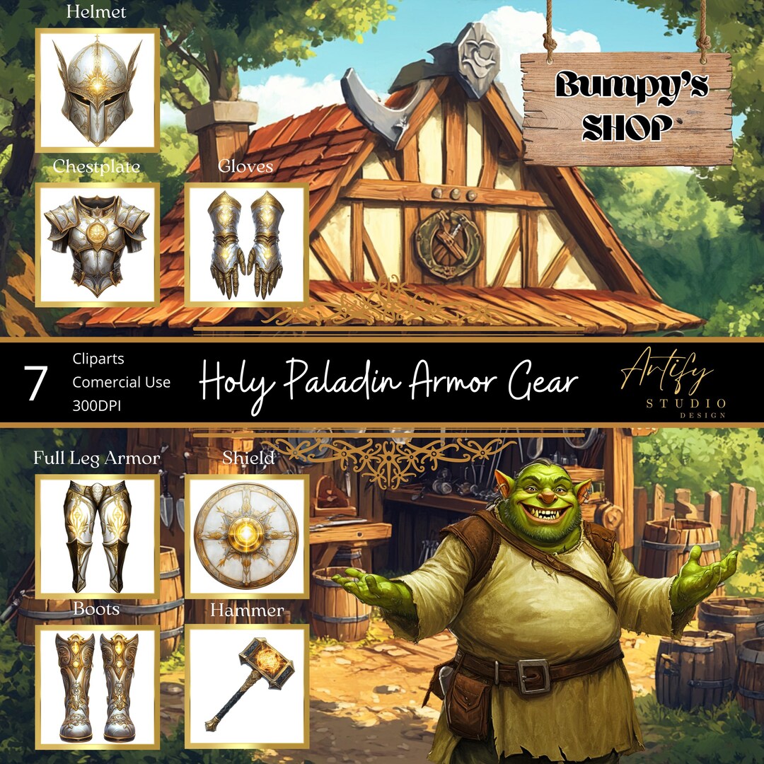 Holy Paladin Armor Gear Clipart – 7 Pieces of Divine Armament , DND ...
