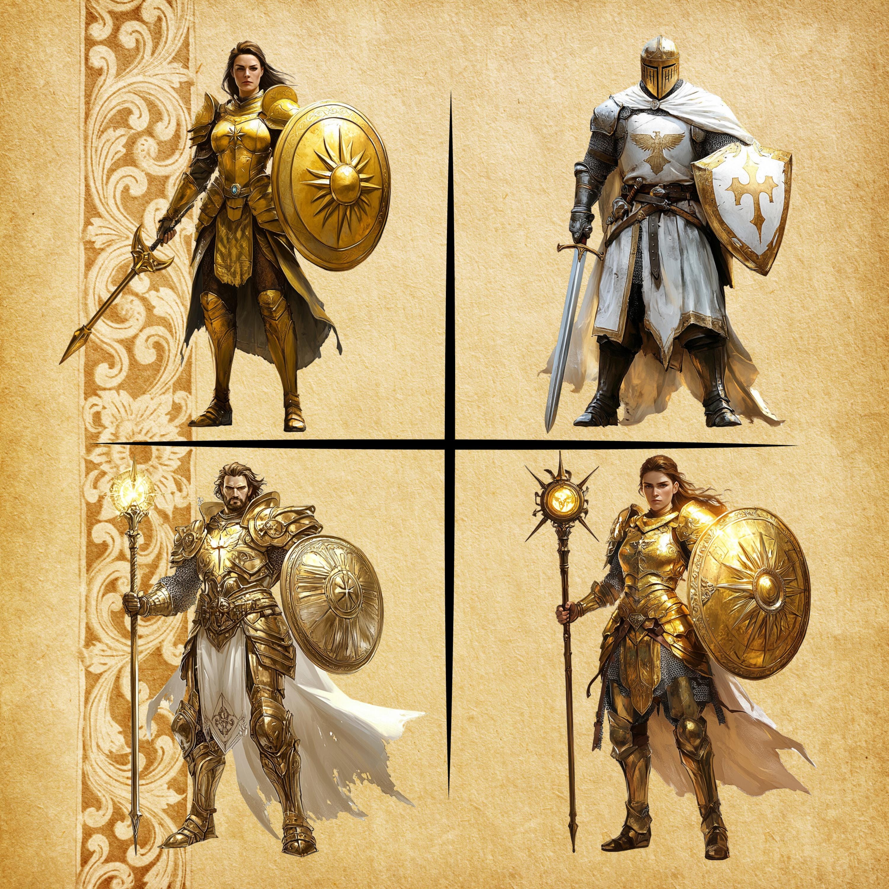 Holy Paladins Fantasy Cliparts, Paladin Warriors,commercial Use, RPG ...