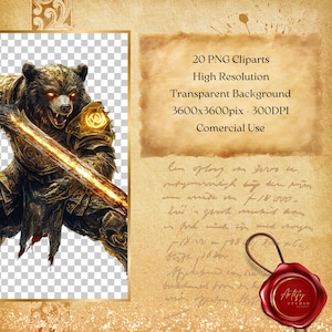 Fantasy Battle Bears Cliparts, Bear Warriors, Commercial Use, RPG , PNG ...