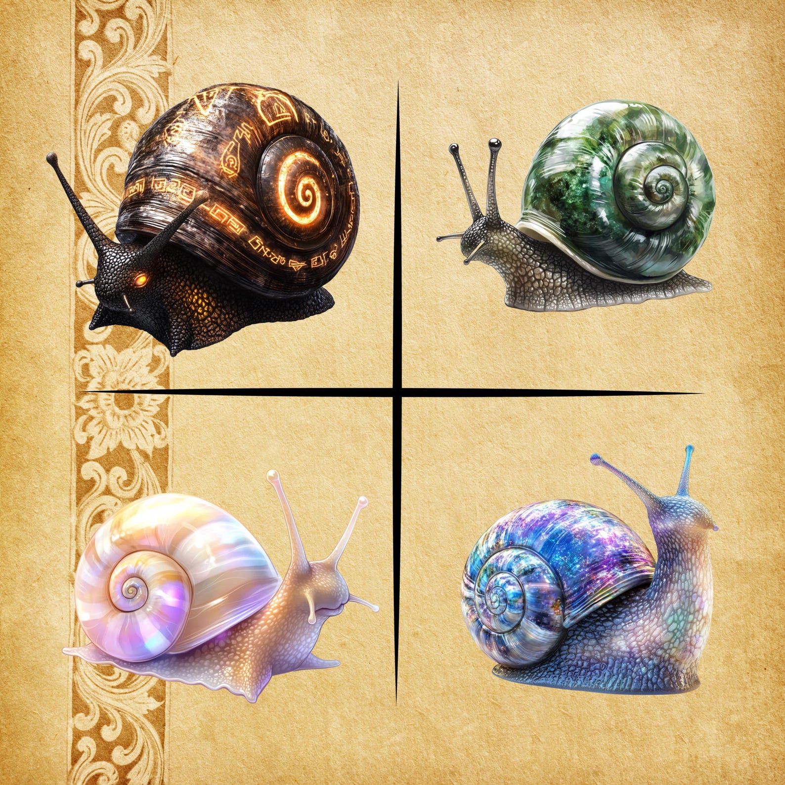 Magic Snails – Fantasy Collection of 20 Cliparts , Transparent ...