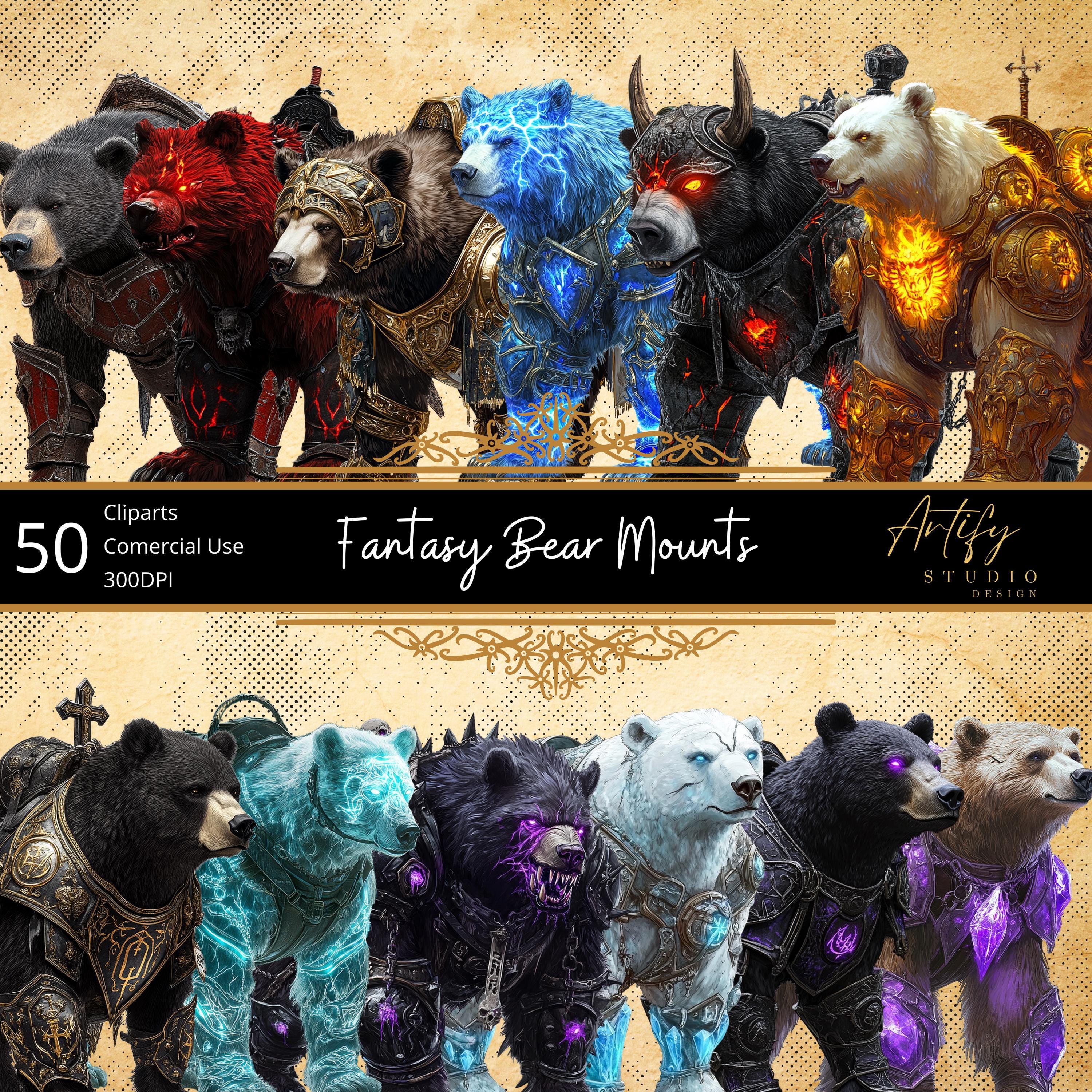 Fantasy Bear Mounts – Majestic Beasts for Warriors , RPG Cliparts ...