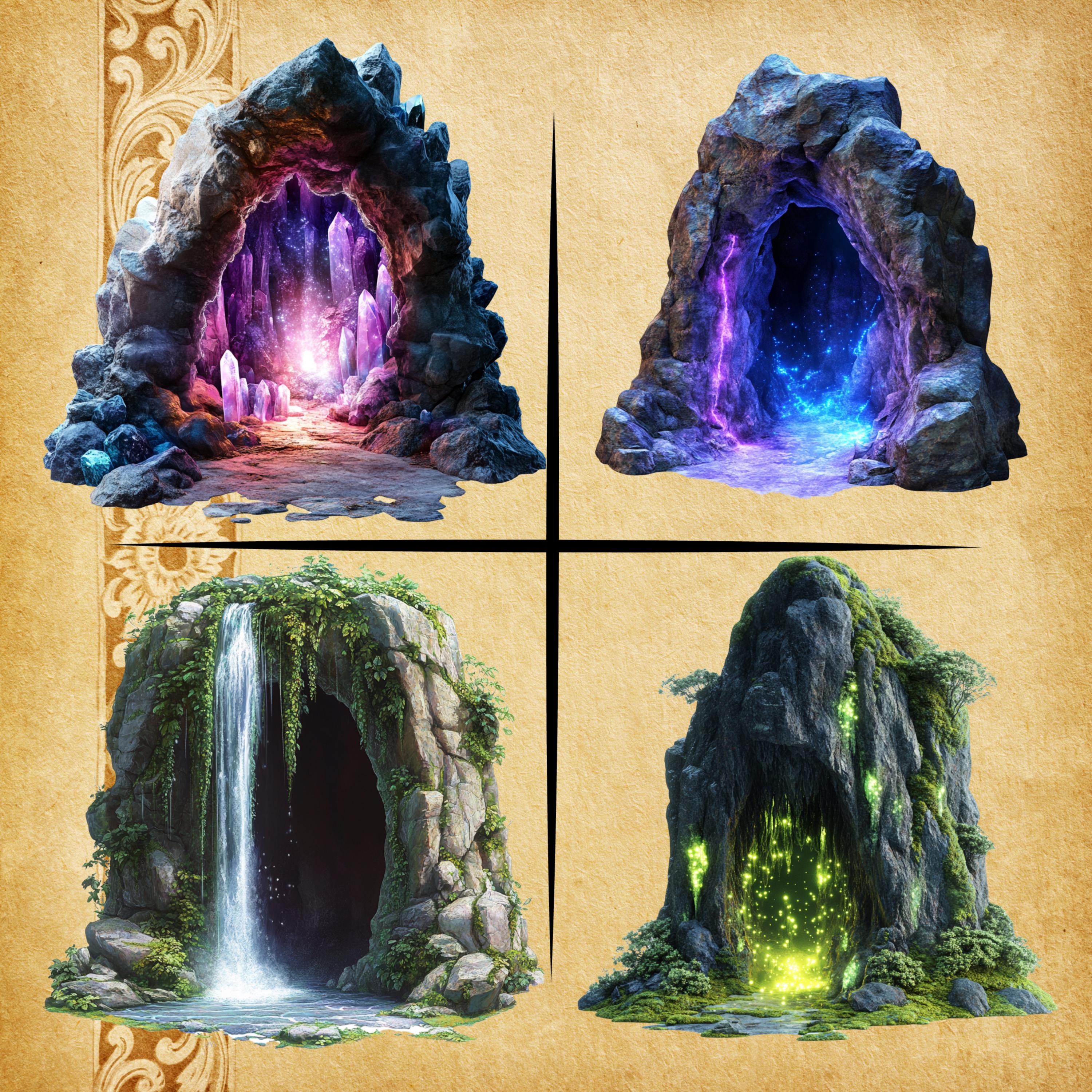 Fantasy Cave Gateways – 20 Fantasy RPG Cliparts , 300 DPI , Transparent ...