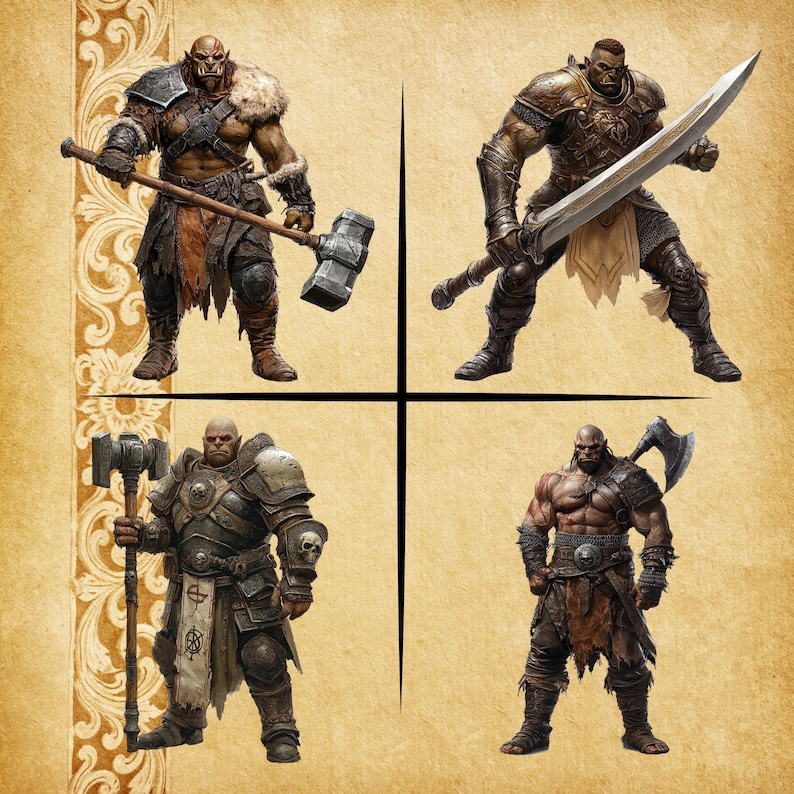 Half-orc Warriors – 24 Fierce Fantasy DND Cliparts , Transparent ...