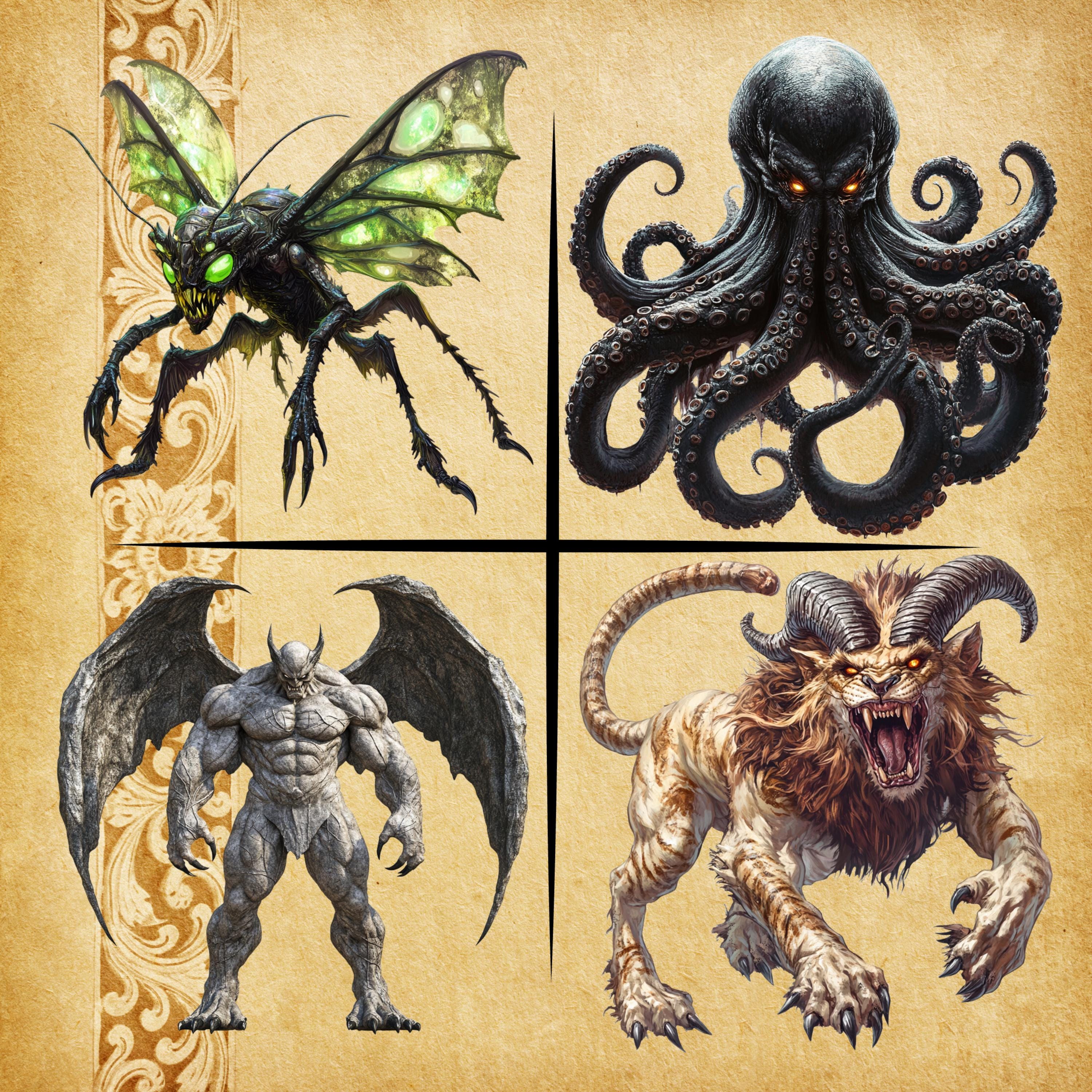 Mythic Beasts Cliparts, Fantasy Creatures , Commercial Use, RPG , PNG ...