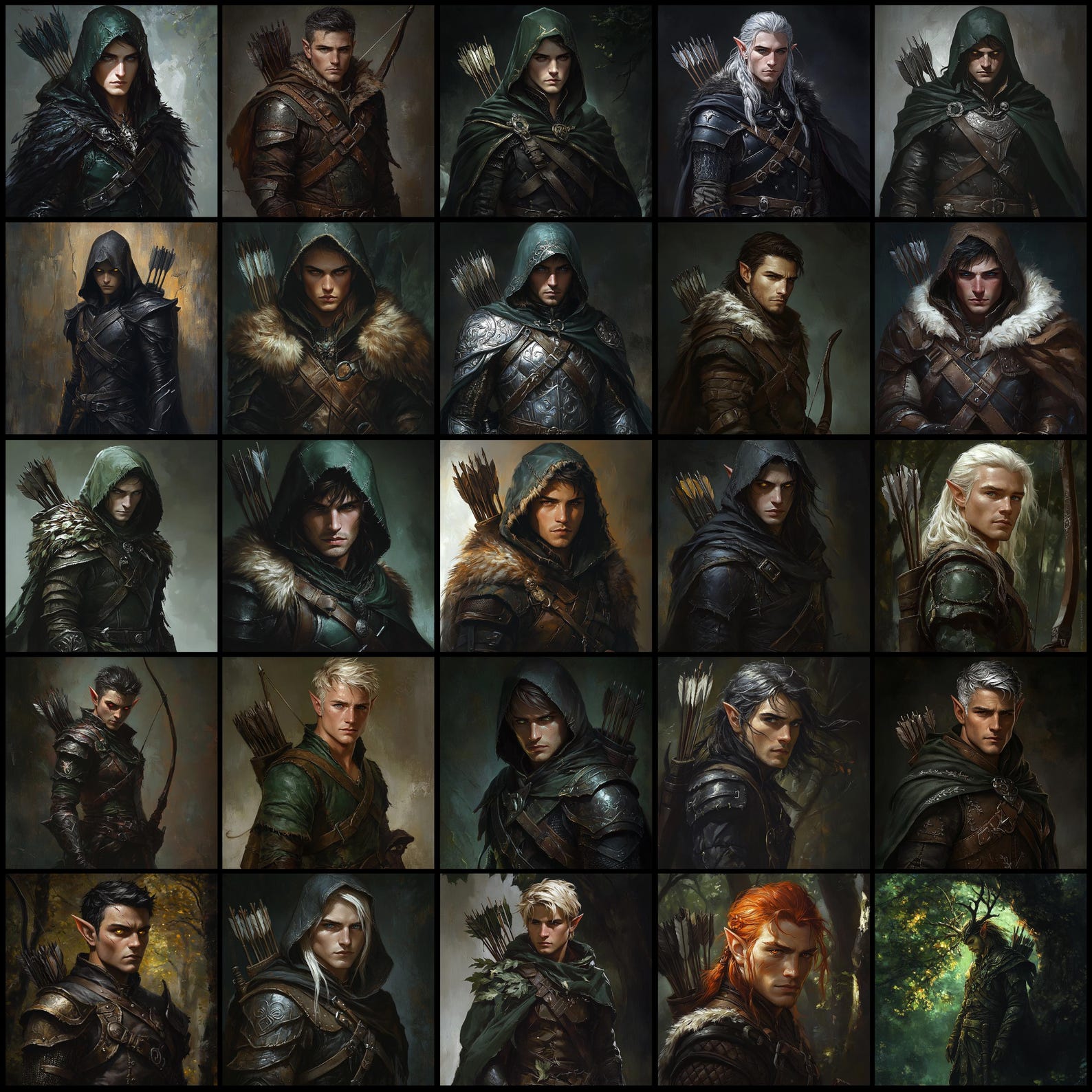 50 Male Elf Ranger Portraits – Fantasy TTRPG Character Digital ...