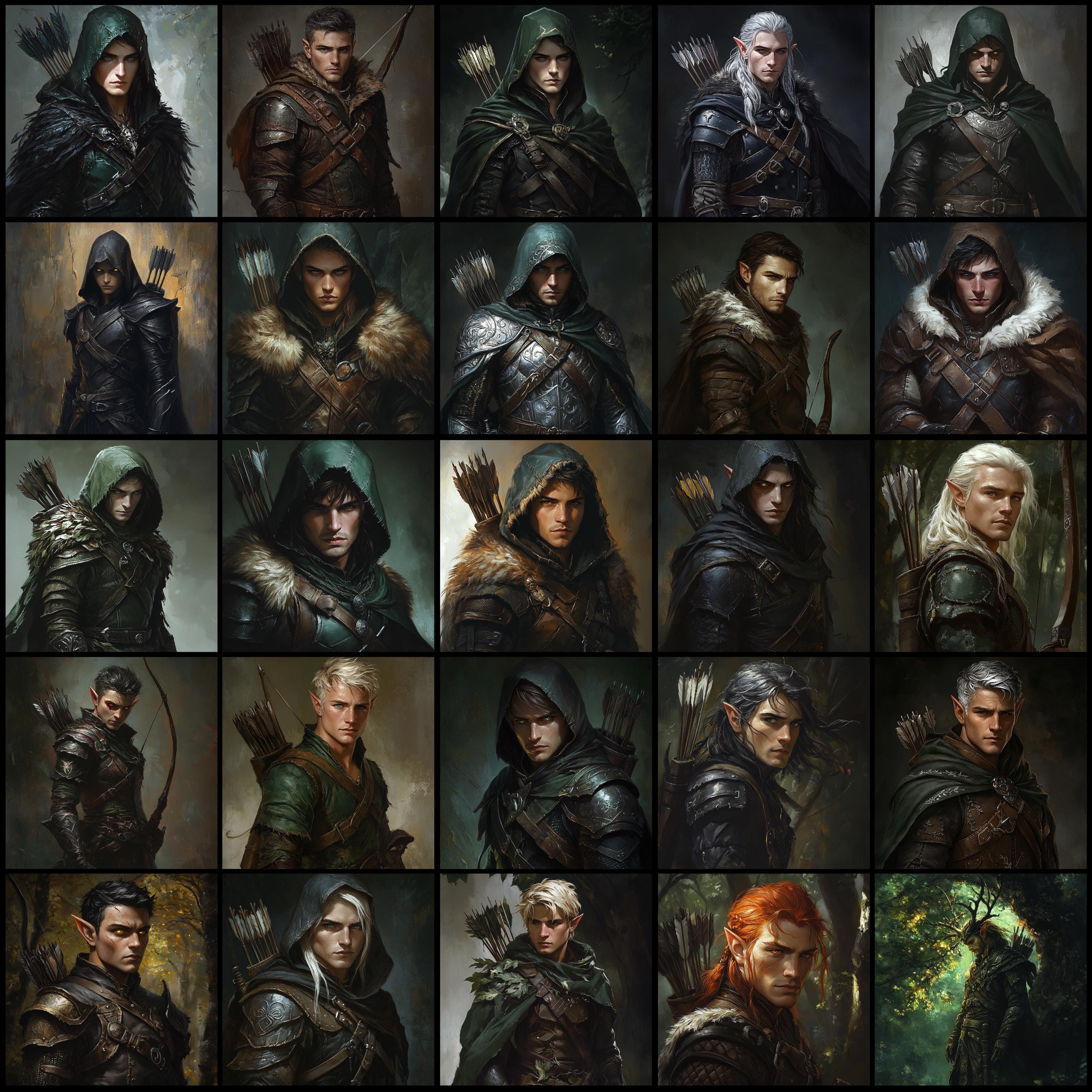 50 Male Elf Ranger Portraits – Fantasy TTRPG Character Digital ...
