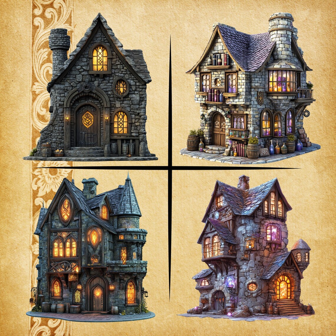 Magical Wizard Buildings – Fantasy Wizard Shops and Houses ...