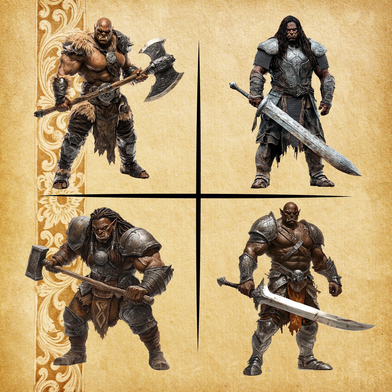 Half-orc Warriors – 24 Fierce Fantasy DND Cliparts , Transparent ...