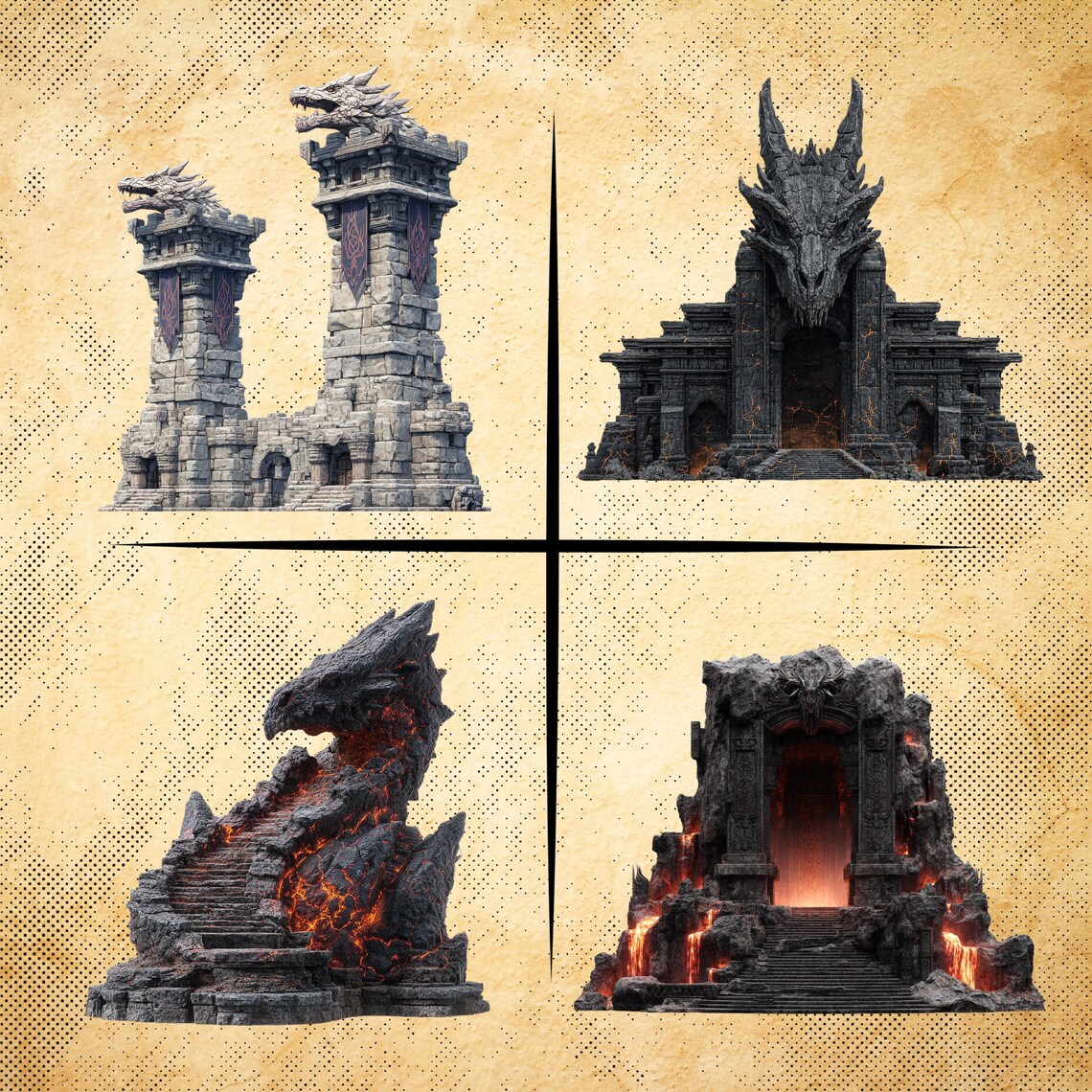 Dragon Shrines and Temples – 20 Fantasy Cliparts for TTRPG and RPG ...