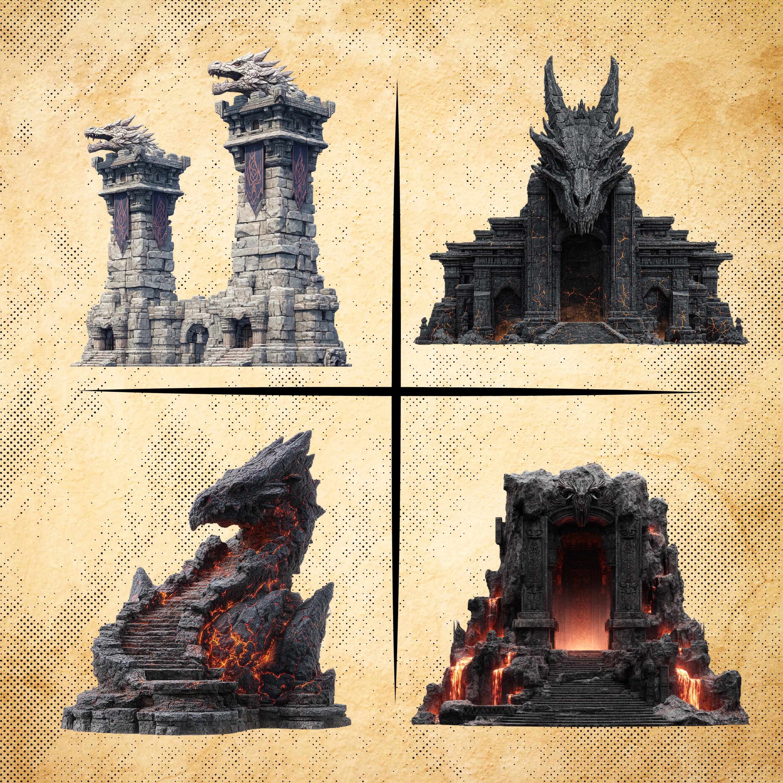 Dragon Shrines and Temples – 20 Fantasy Cliparts for TTRPG and RPG ...