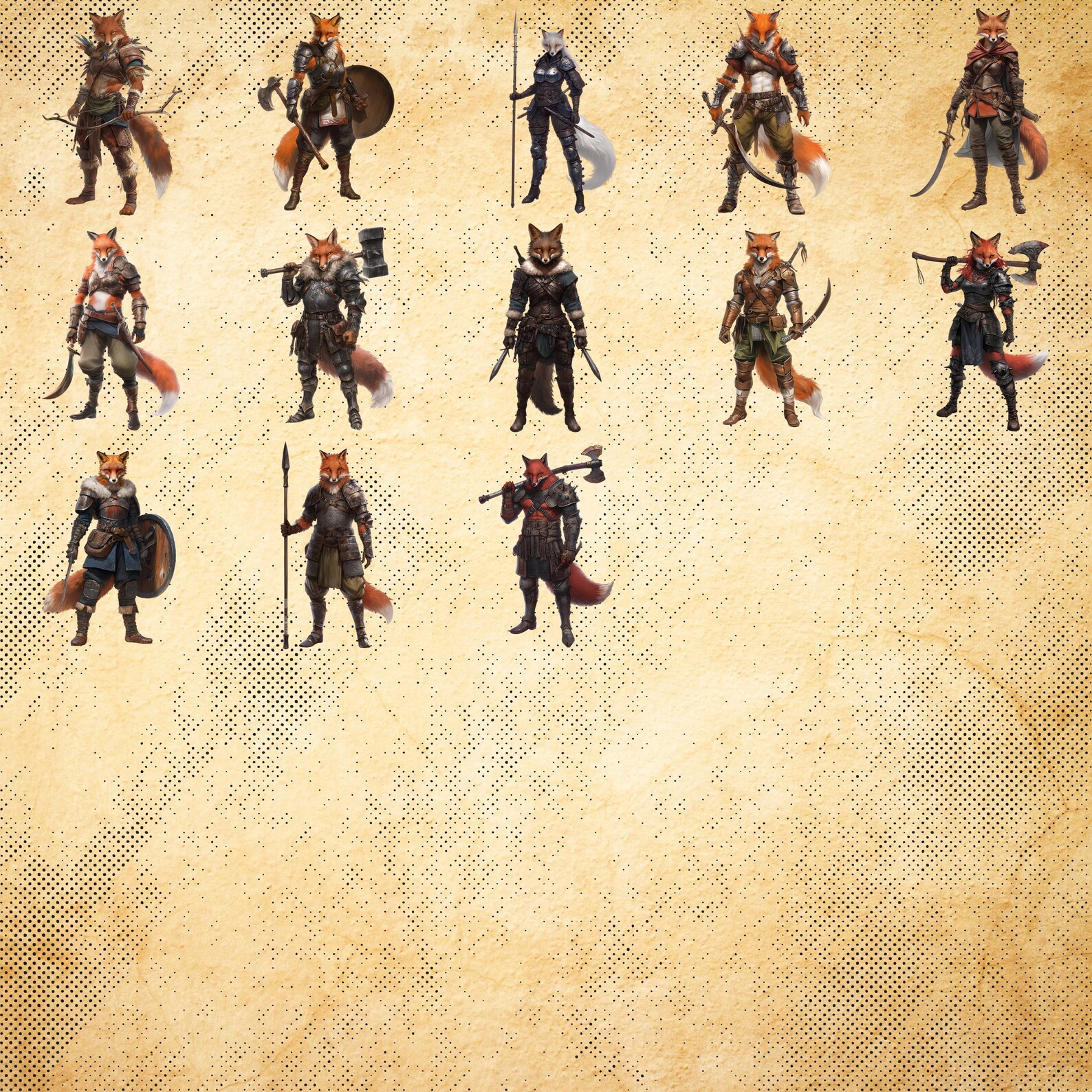 Fox Warriors – Agile and Cunning Beastfolk Fighters, 38 Cliparts ...