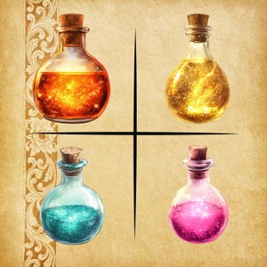 Fantasy DND Potions Cliparts – Magical Potion Pngs for RPG & TTRPG ...