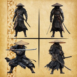 Exiled Ronins – 20 Wandering Warrior Cliparts , Transparent Background ...