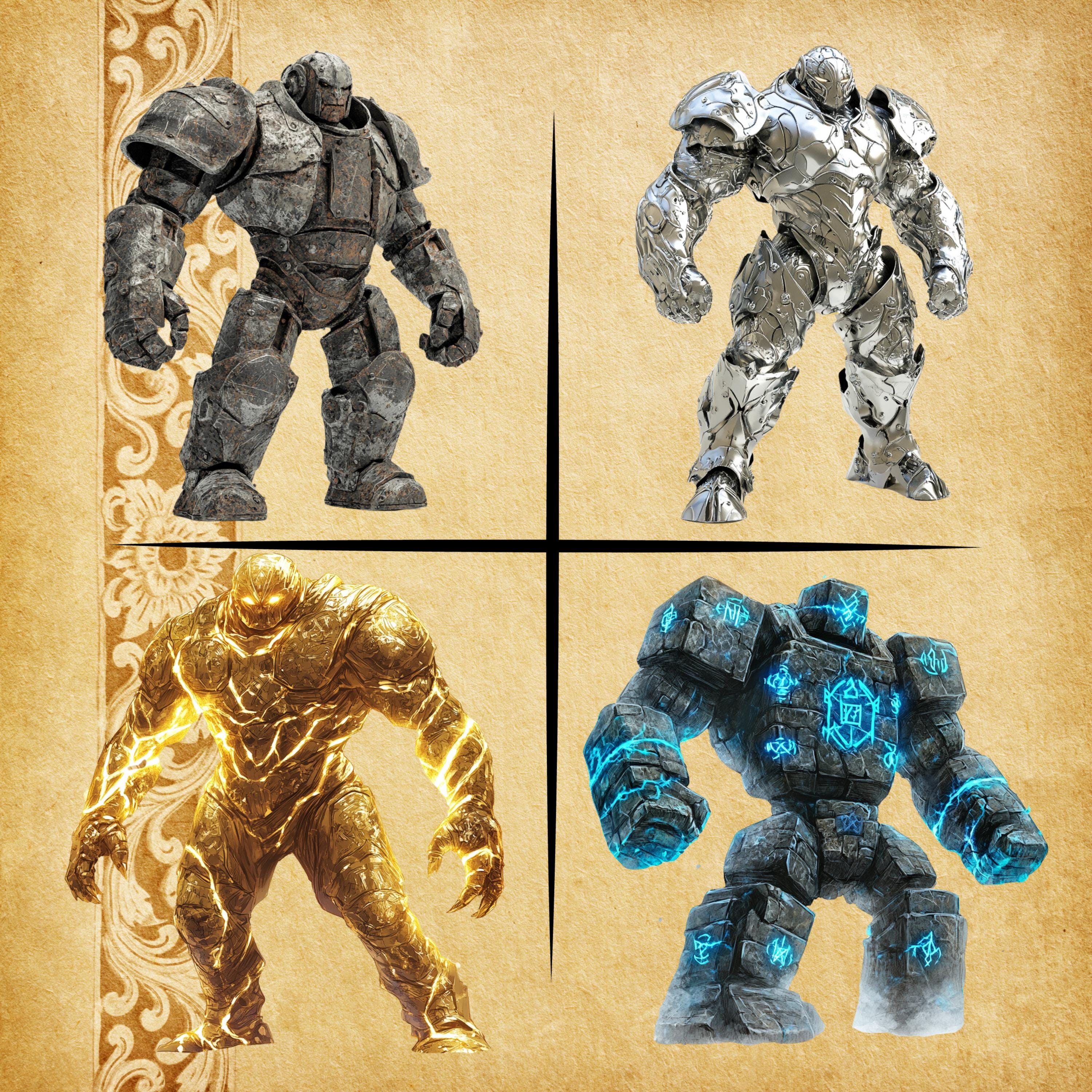 Fantasy Golems Cliparts, Commercial Use, Mythical Golems, PNG, Collection for Fantasy Art and ...