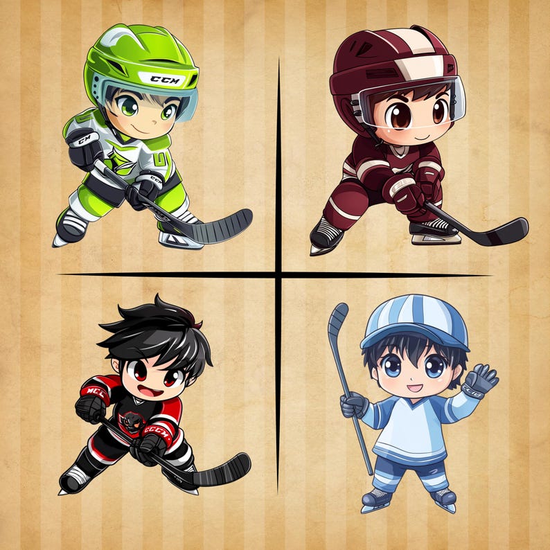 Chibi Hockey Players Clipart – 20 Cute Hockey Player Illustrations ...