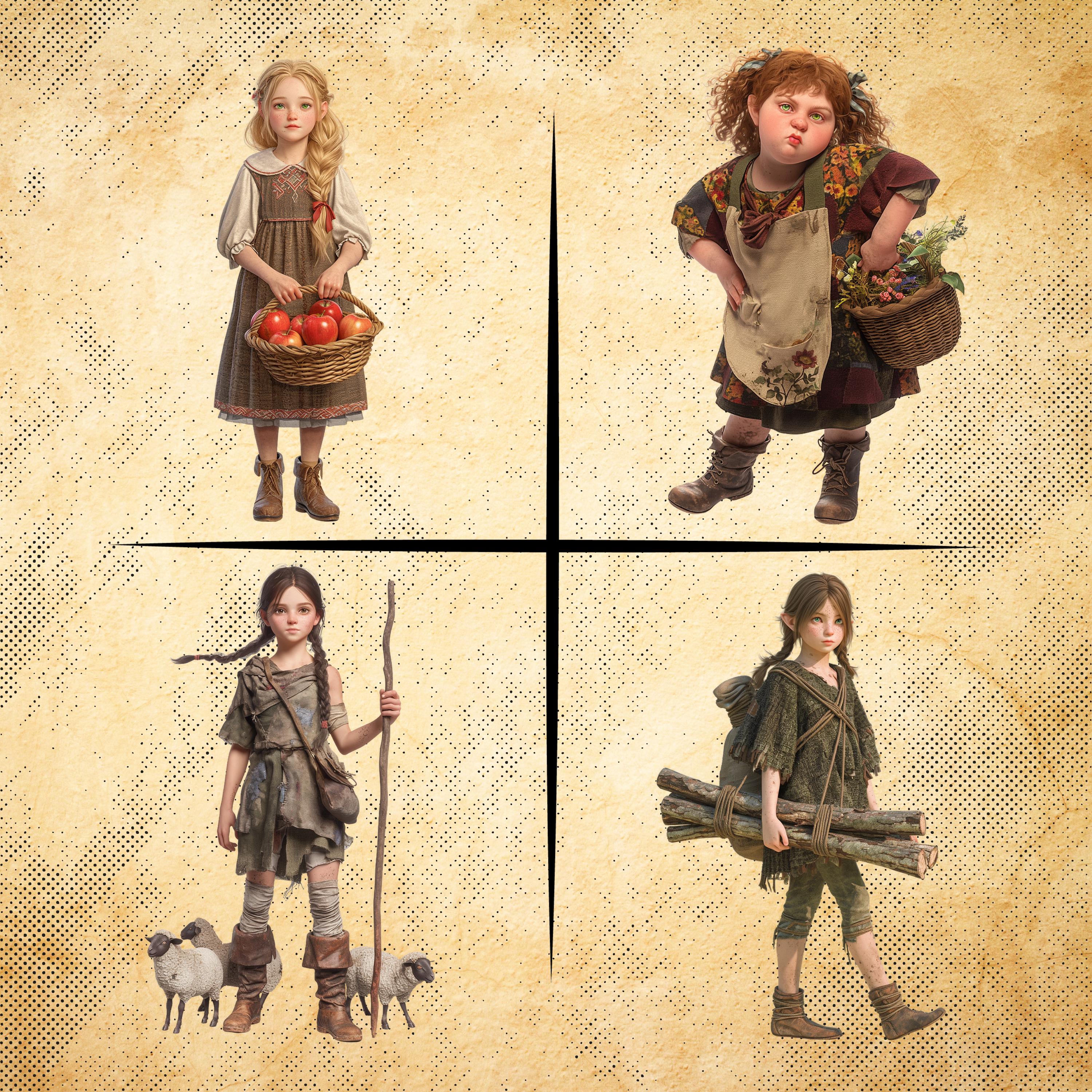 Village Children – 27 Medieval Child NPC Cliparts for RPG & TTRPG ...