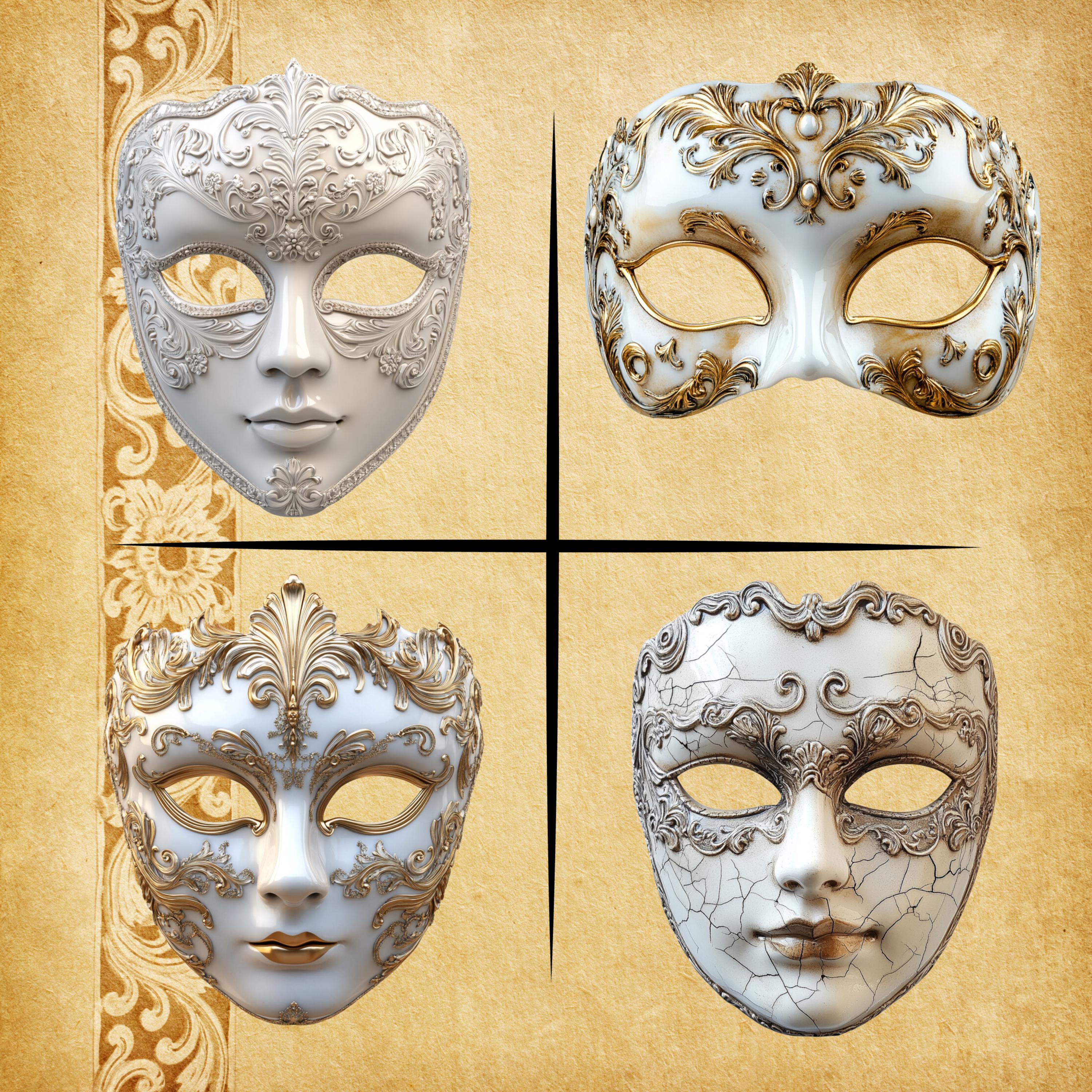 Porcelain Masquerade Masks Clipart – 20 Elegant and Intricate Designs ...