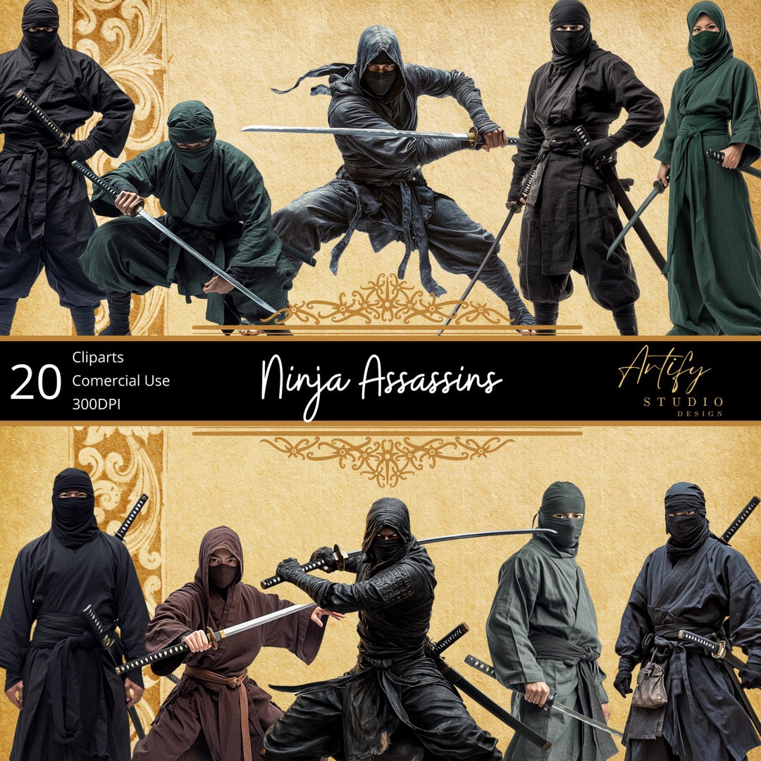 Ninja Assassins Clipart – 20 Stealthy Shadow Warriors , Transparent ...