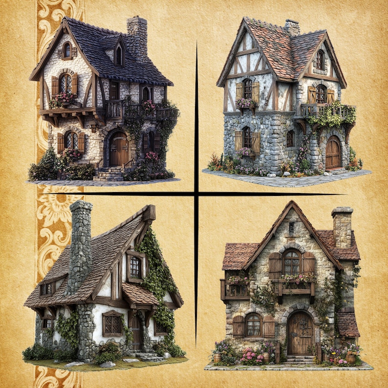 24 Medieval Houses – Authentic Historical Buildings , Transparent ...