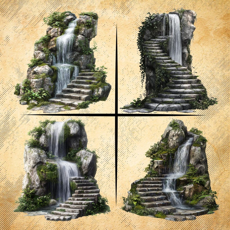 24 Waterfall and Stone Stairs – Enchanted Paths Carved by Nature ...